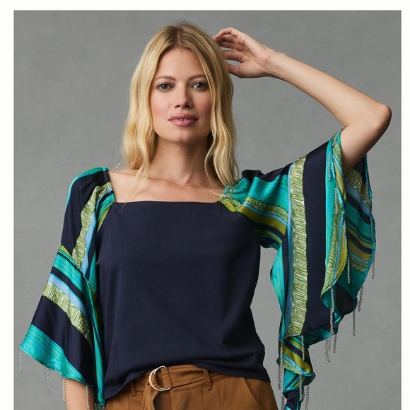 Anthropologie | Tops | Anthropologie Boho Chic Beaded Sleeve Gypsy Top ...